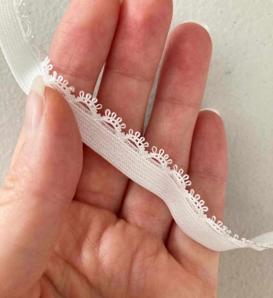 Plush Back Picot Edge Elastic - Black, white and ivory - Sew Projects